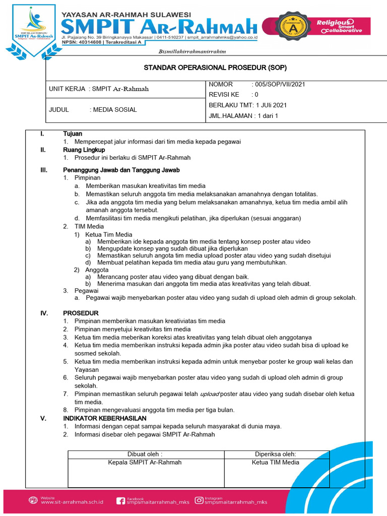 SOP Media Sosial | PDF | Bisnis