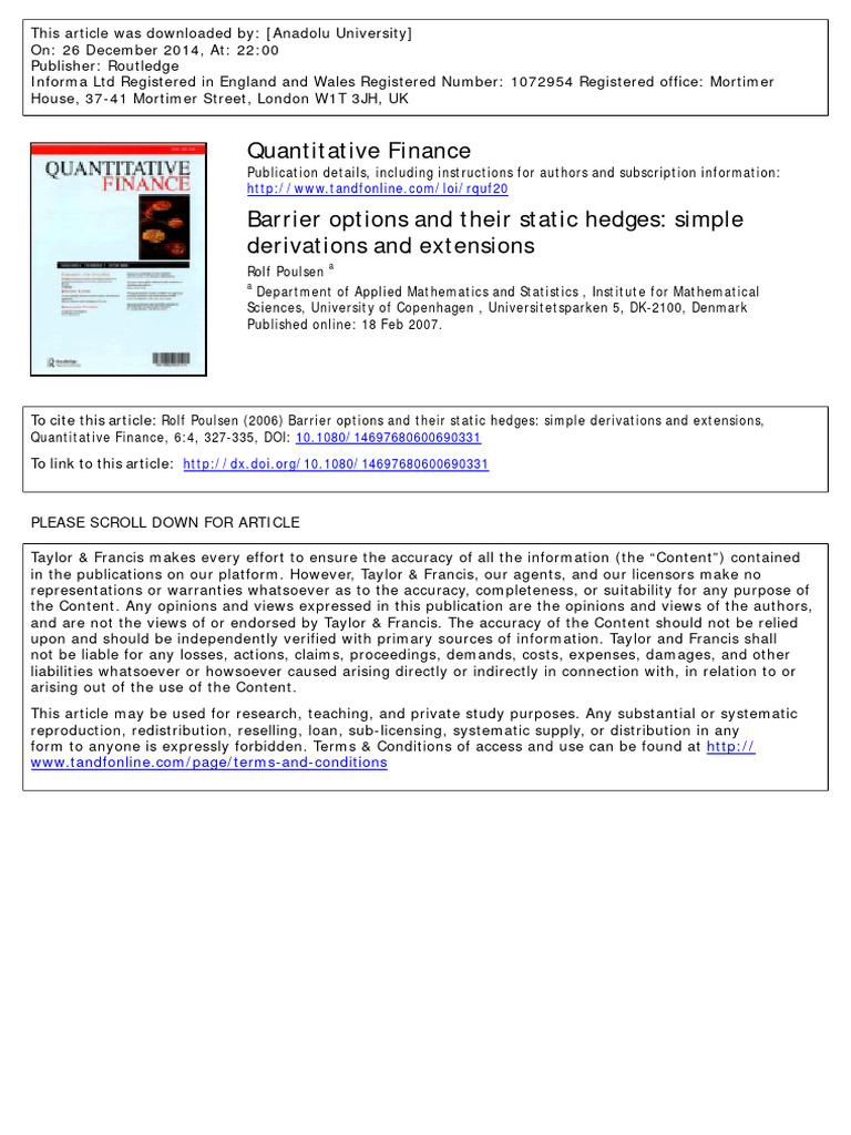 (2006) Barrier Options and Their Static Hedges Simple Derivations and ...