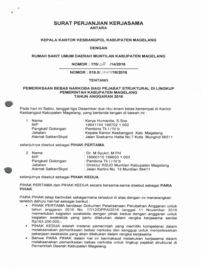 Contoh PKS Kesbangpol | PDF