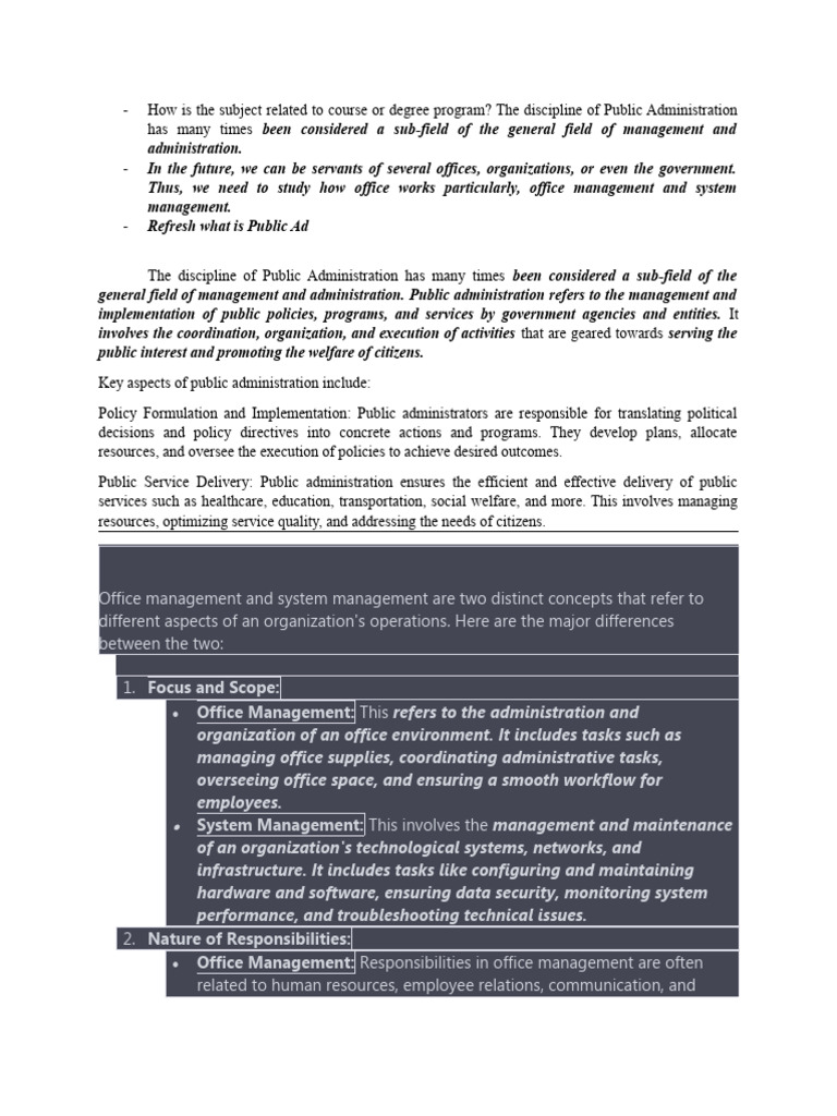 Handout For Office and Sytem MGT | PDF | Public Administration | Computer Security