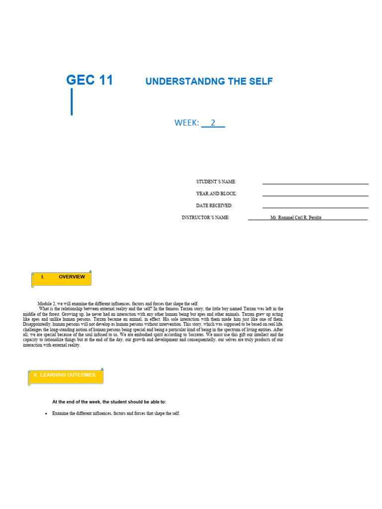 Module 2 GEC 11 Understanding The Self | PDF | Self Concept | Self
