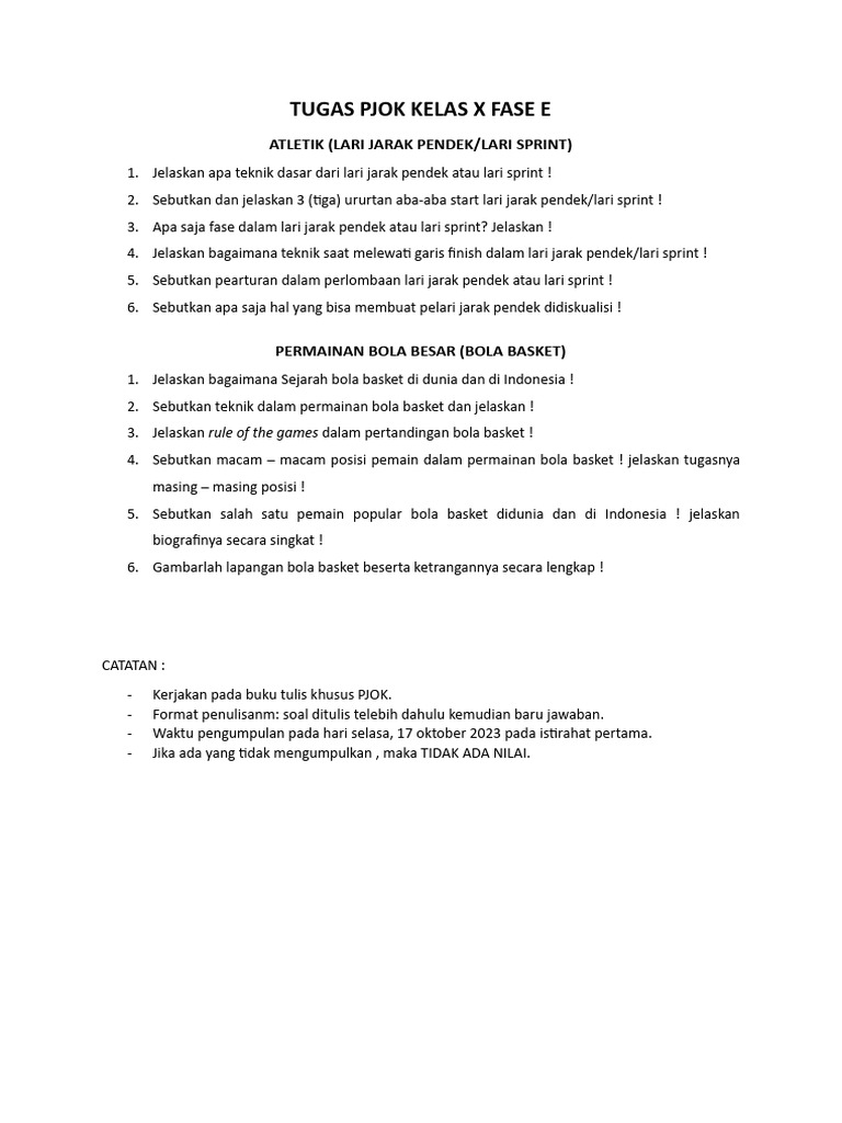 Tugas Pjok Kelas X Fase e | PDF | Perjalanan | Kajian Bahasa Asing