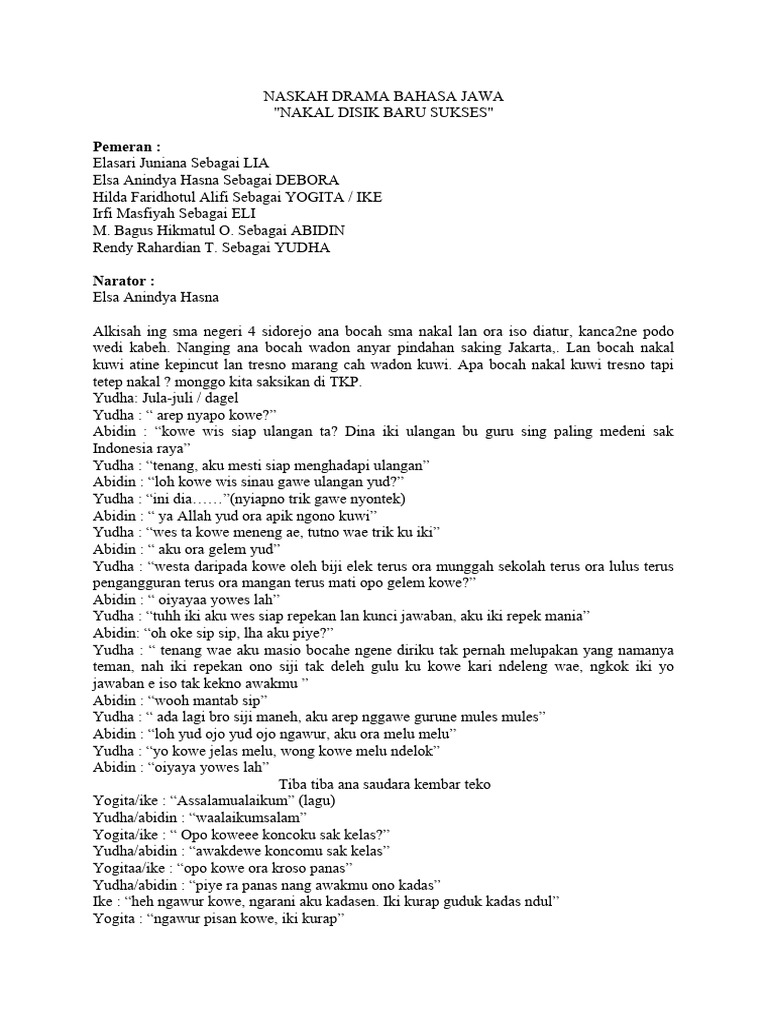 Naskah Drama Bahasa Jawa | PDF | Pengembangan Diri