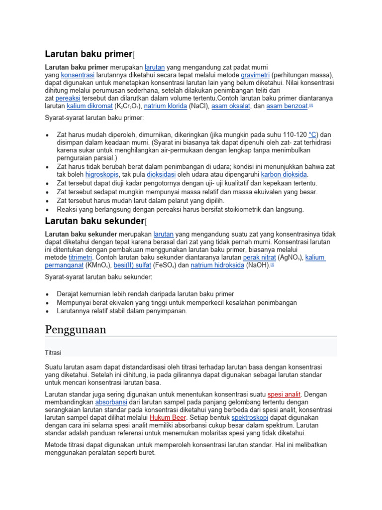 Larutan Baku Primer | PDF
