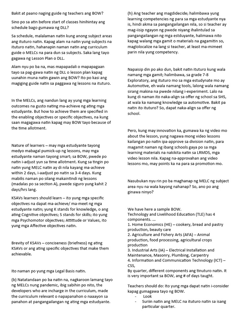 Bakit at Paano Naging Guide NG Teacher Ang BOW | PDF