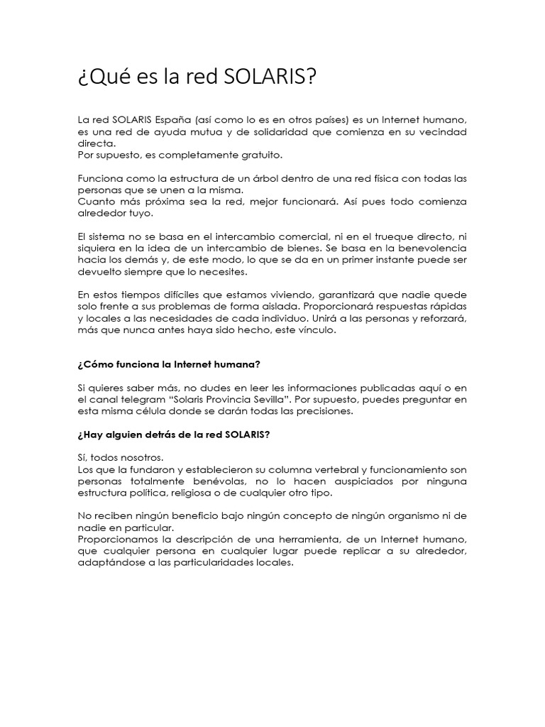 Qué es la red SOLARIS | PDF