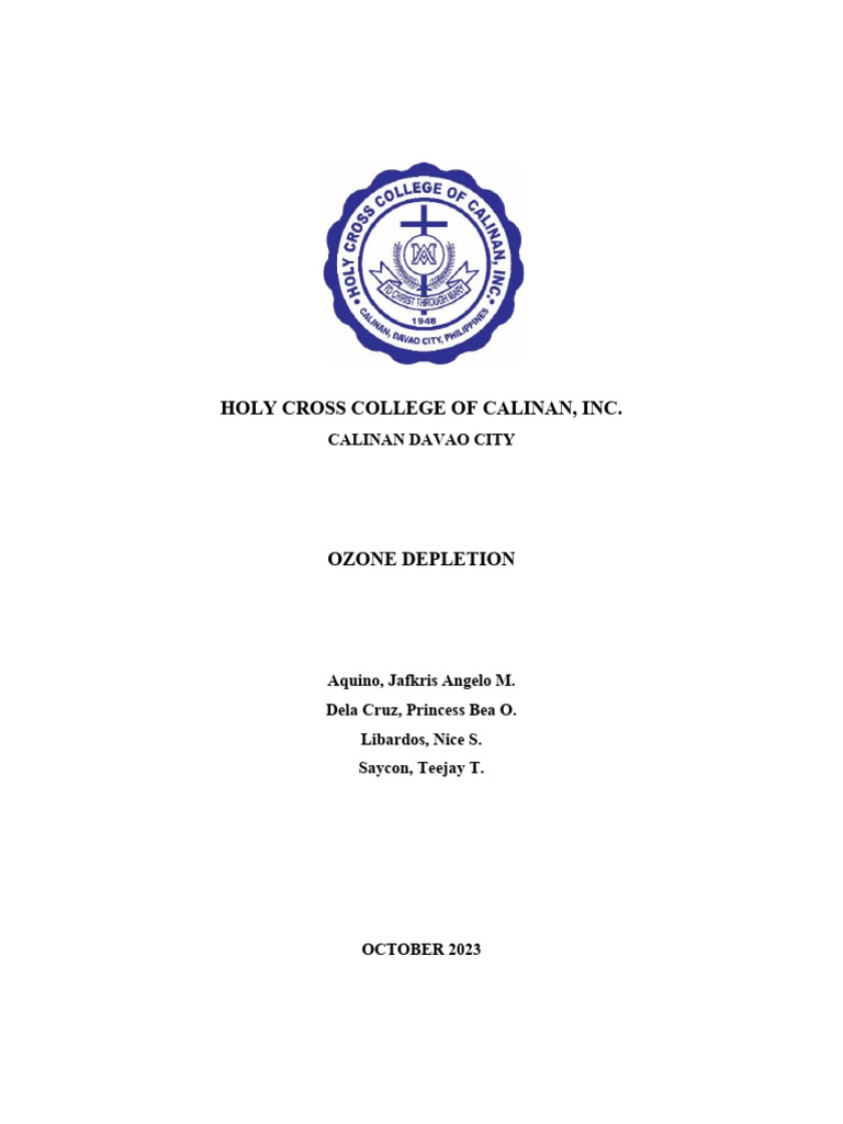 Position Paper | PDF | Ozone Depletion | Chlorofluorocarbon
