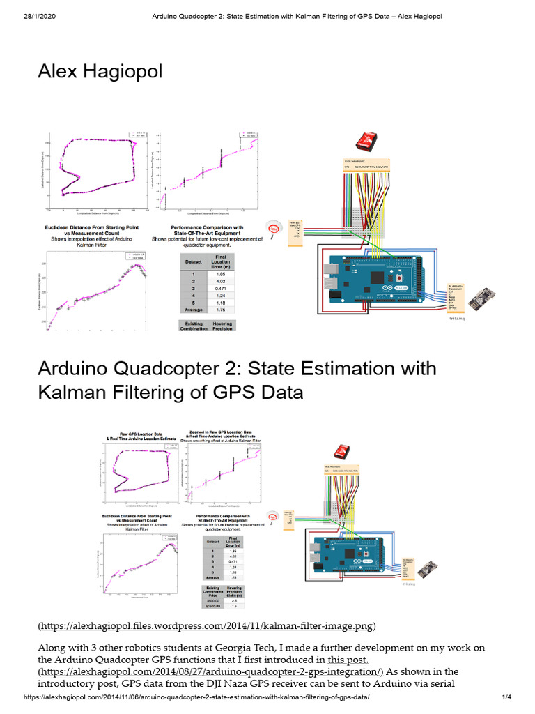 Arduino Quadcopter 2 - State Estimation With Kalman Filtering of GPS Data - Alex Hagiopol | PDF ...