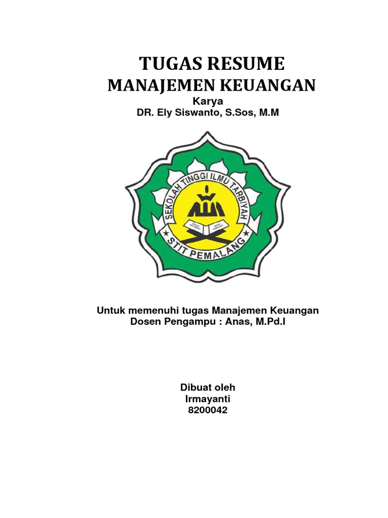Resume Buku Manajemen Keuangan (Irmayanti_8200042) | PDF