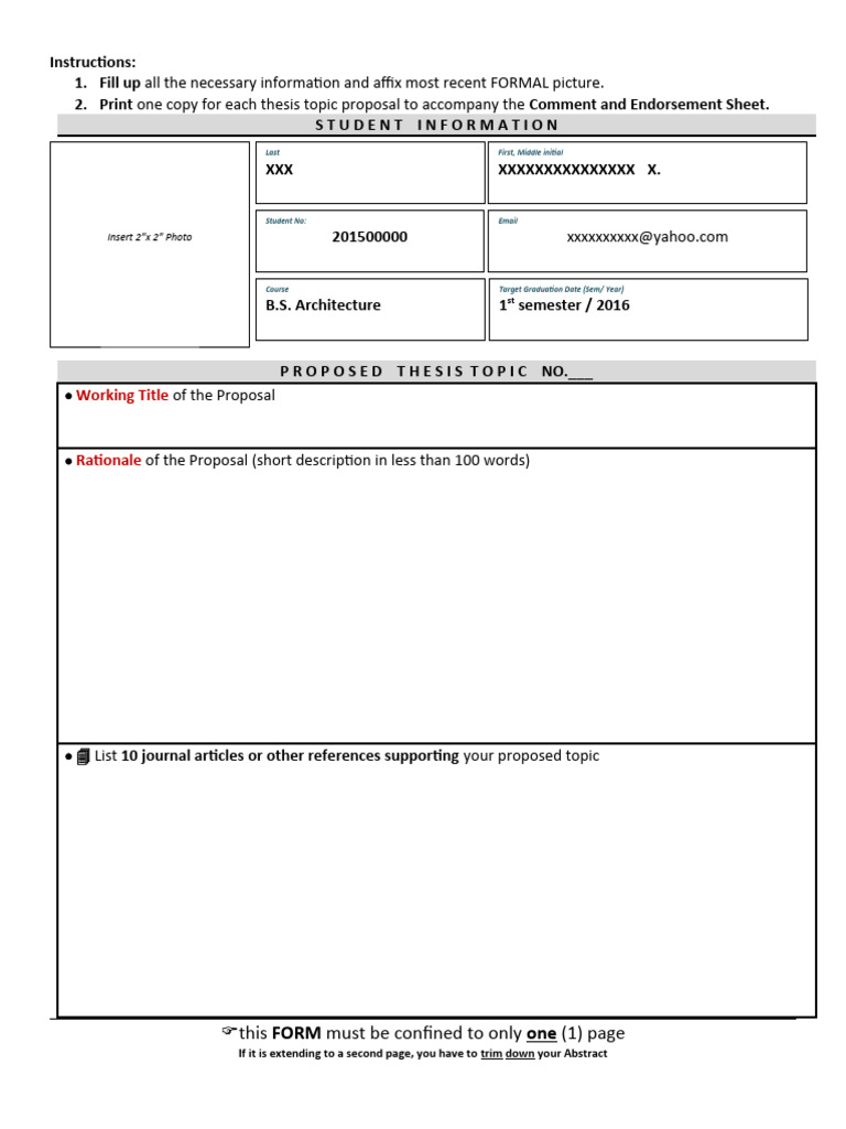 Thesis Topic Proposal Submission Form | PDF | Thesis | Written ...
