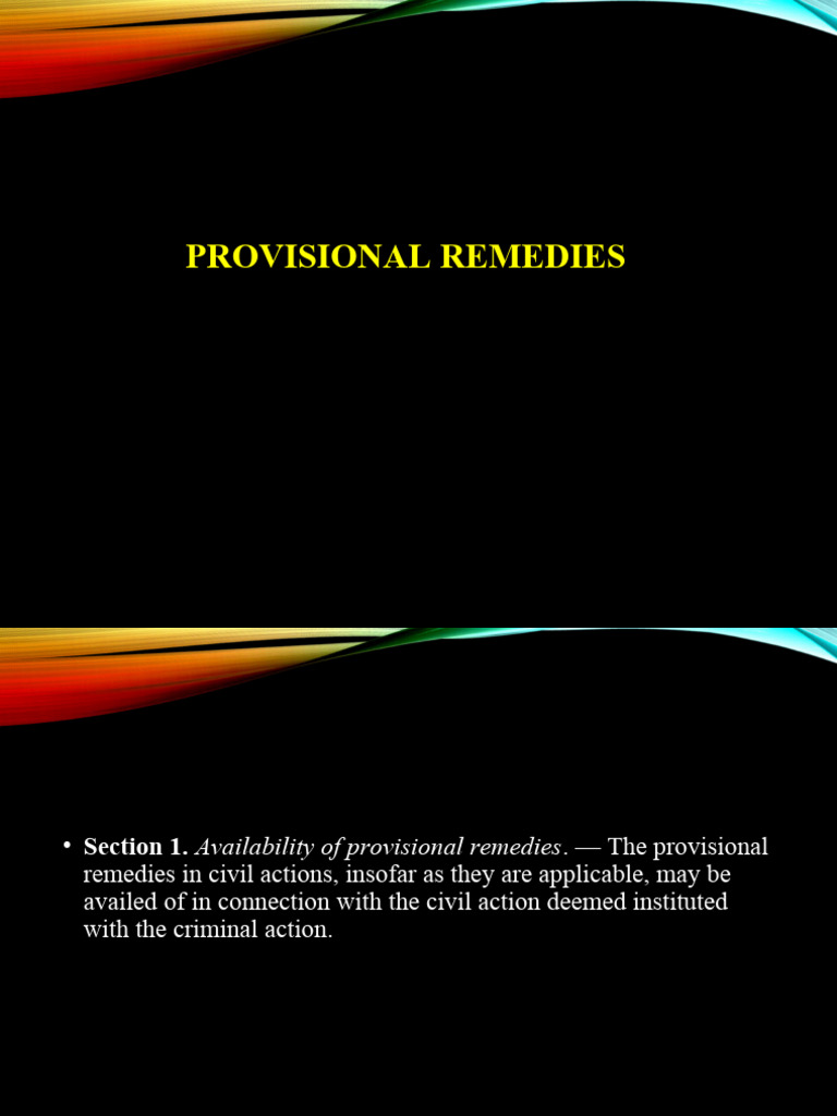 Provisional Remedies in Civil Actions | PDF