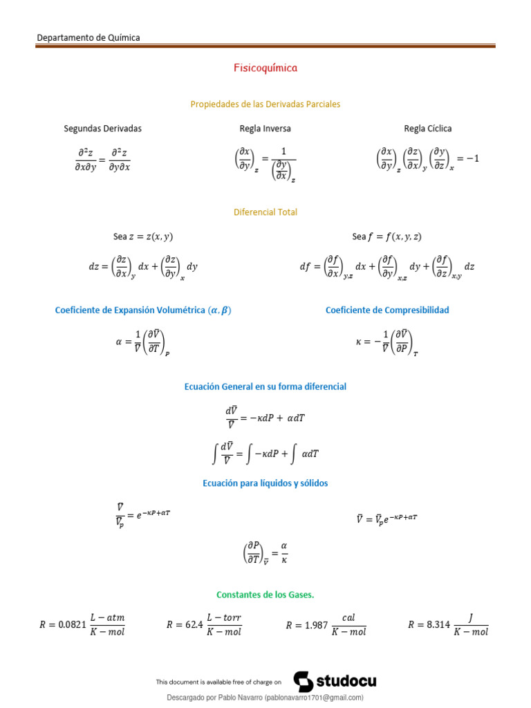 Formulario FQ1 | PDF | Gases | Fases de la materia