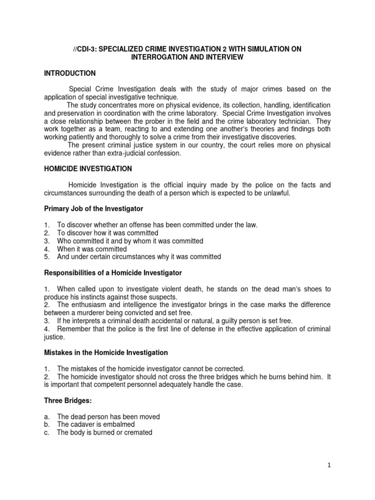 Homicide Investigation Techniques and Laws | PDF | Confession (Law ...