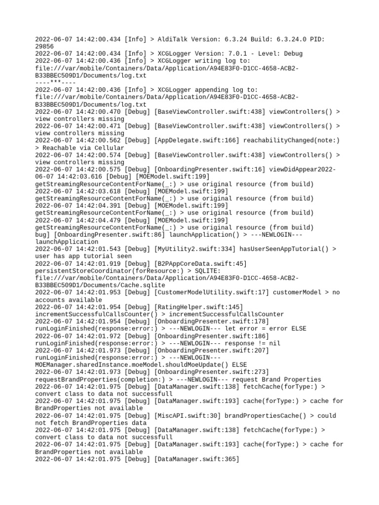 Log | PDF | Swift (Programming Language) | Cache (Computing)