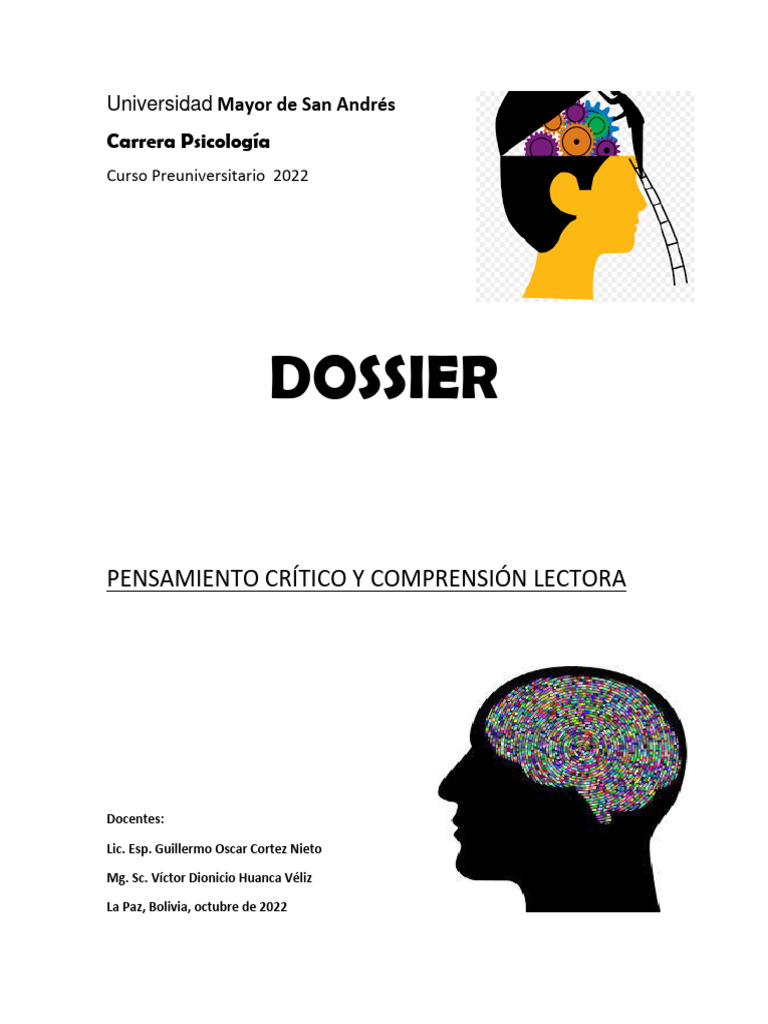 Dosier Pensamiento Critico y Comprensión Lectora | PDF | Pensamiento | Argumento