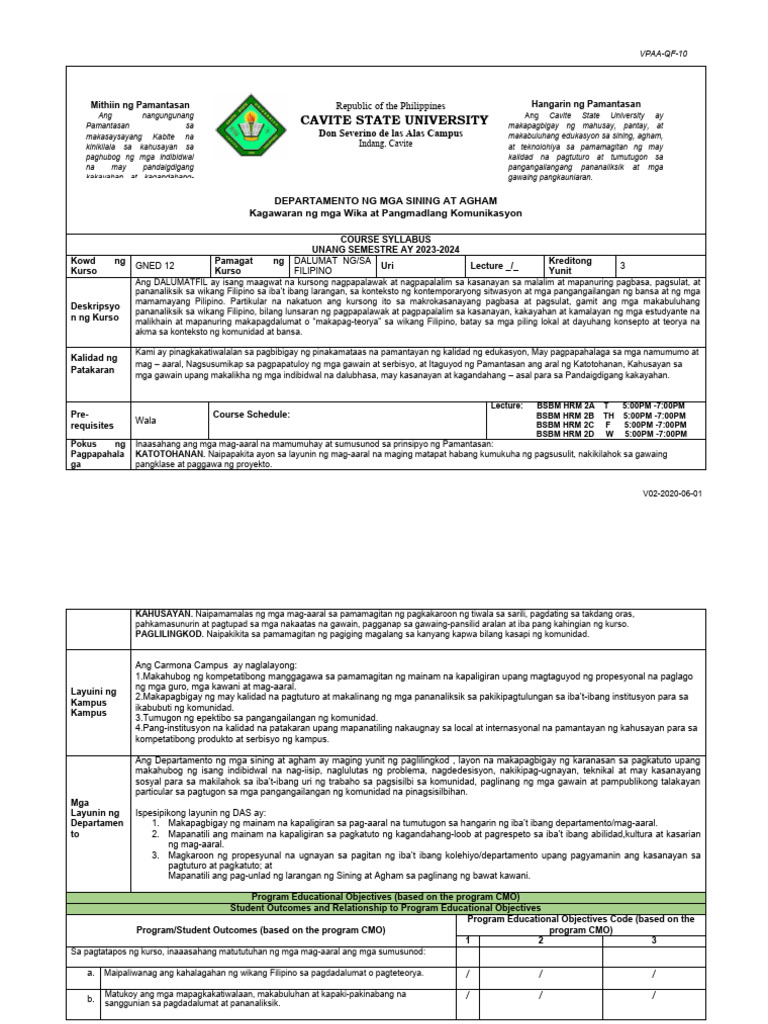 Edited Silabus Dalumat 1ST Sem 2020 2021 1 | PDF