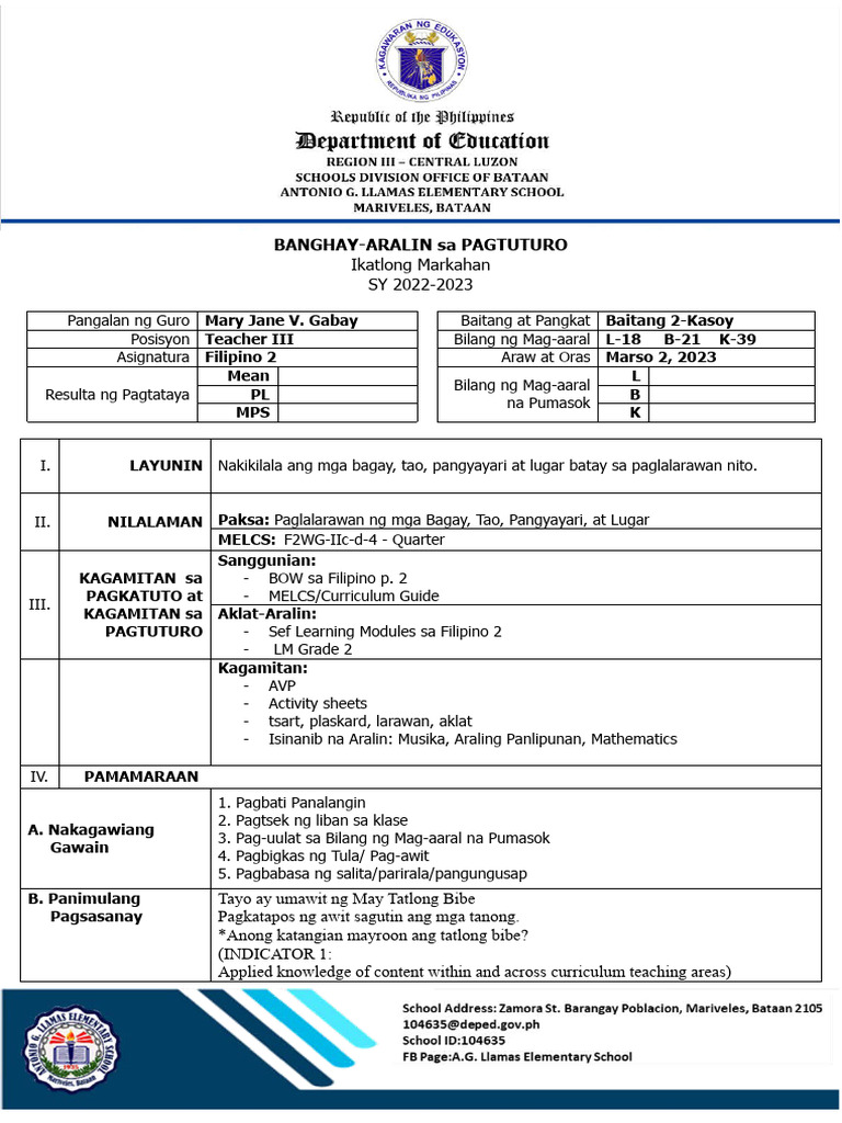 gabay-Daily-Lesson-Plan-3rd Quarter (Filipino) | PDF