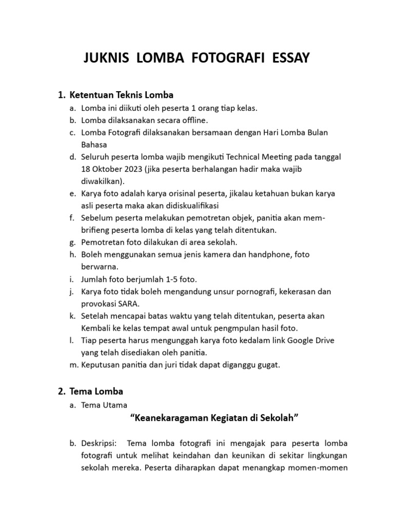 Juknis Lomba Fotografi | PDF