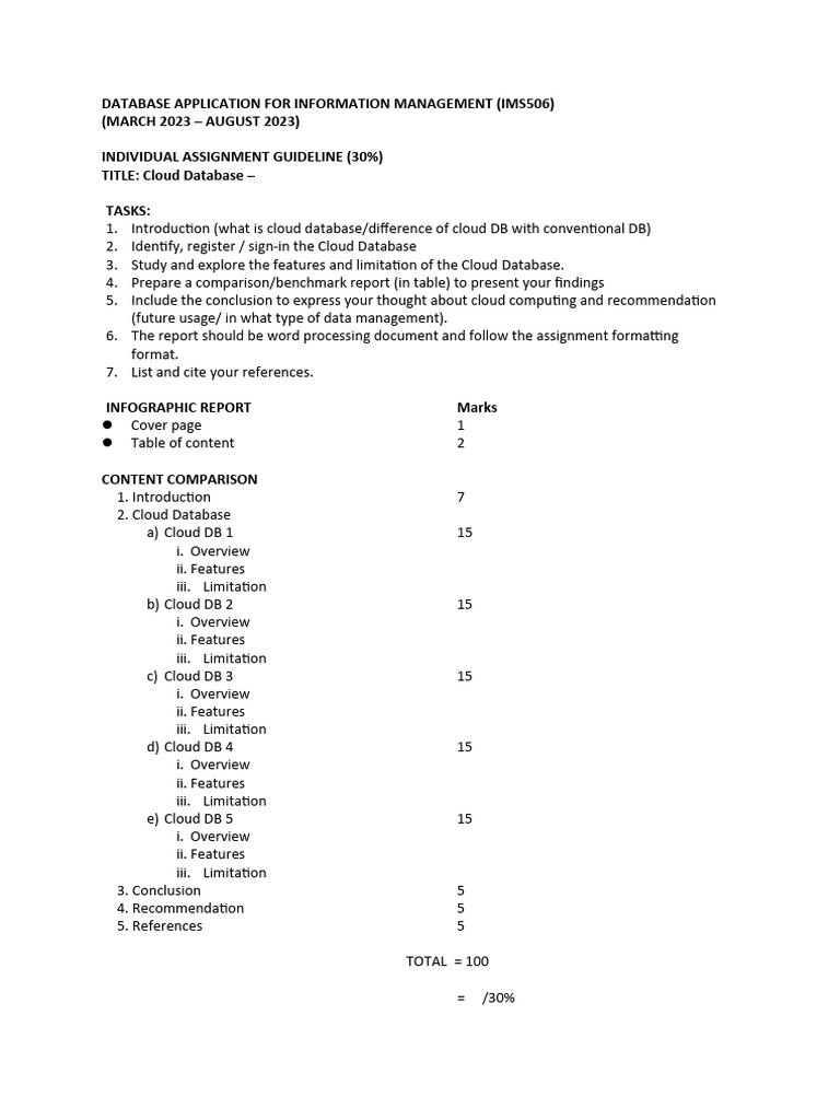 Cloud Database Management Assignment Guide | PDF | Business