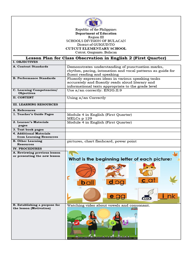 COT LP in English Quarter 1 Module 4 | PDF | English Language | Learning