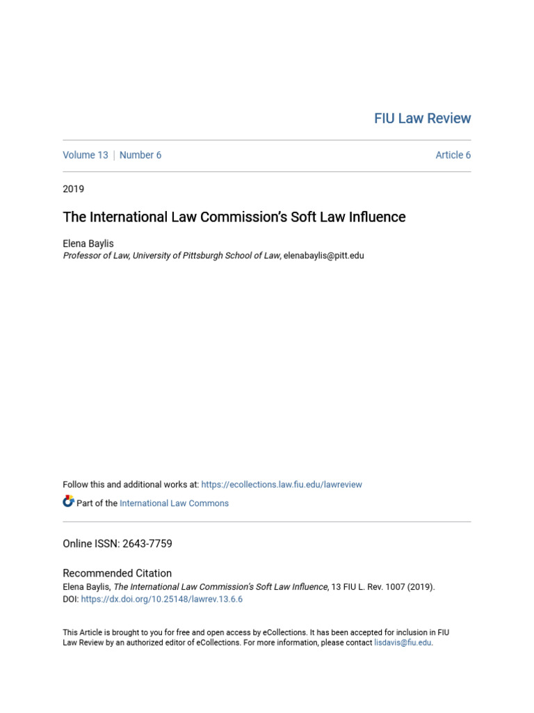 The International Law Commission?s Soft Law Influence | PDF | International Law | Treaty
