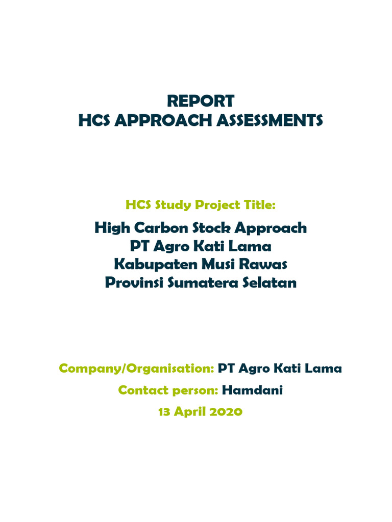 High Carbon Stock Assessment Report | PDF | Science & Mathematics
