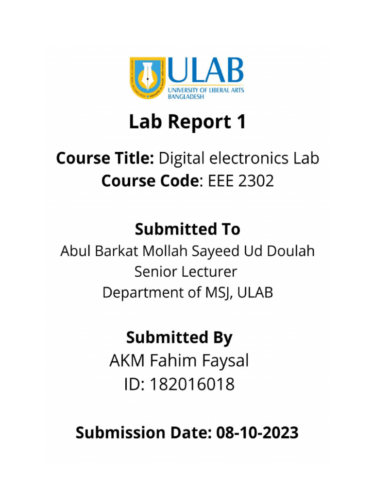 Experiment Name: Study of Basic Logic Gates | PDF | Logic Gate ...