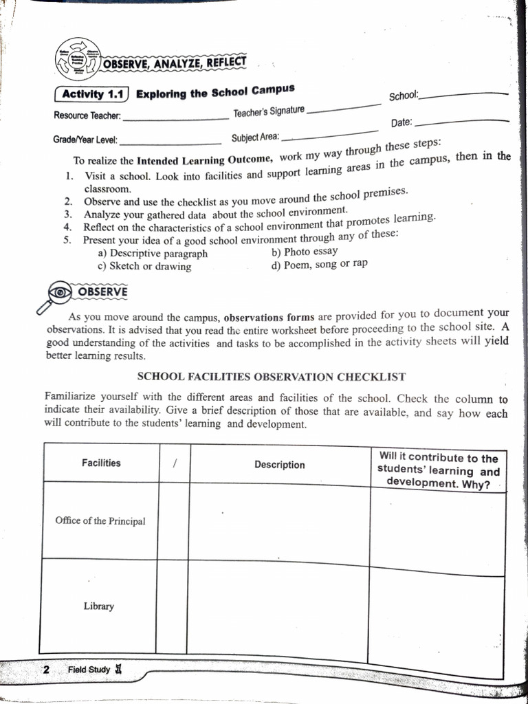 FS 1 Work Sheet | PDF