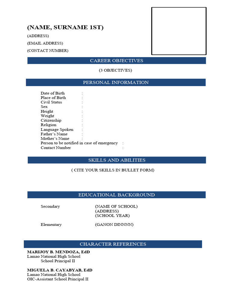 Format of Resume | PDF | Human Communication | Behavior Modification