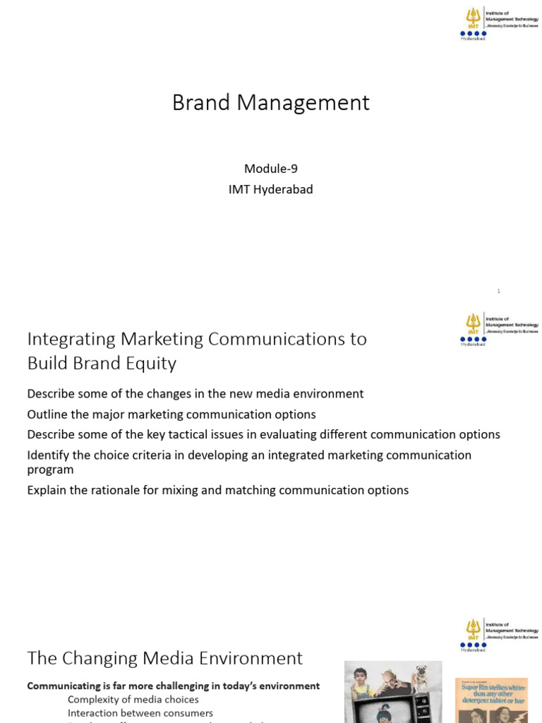 BM - Module-9 - IMT Hyd | PDF | Marketing Communications | Brand