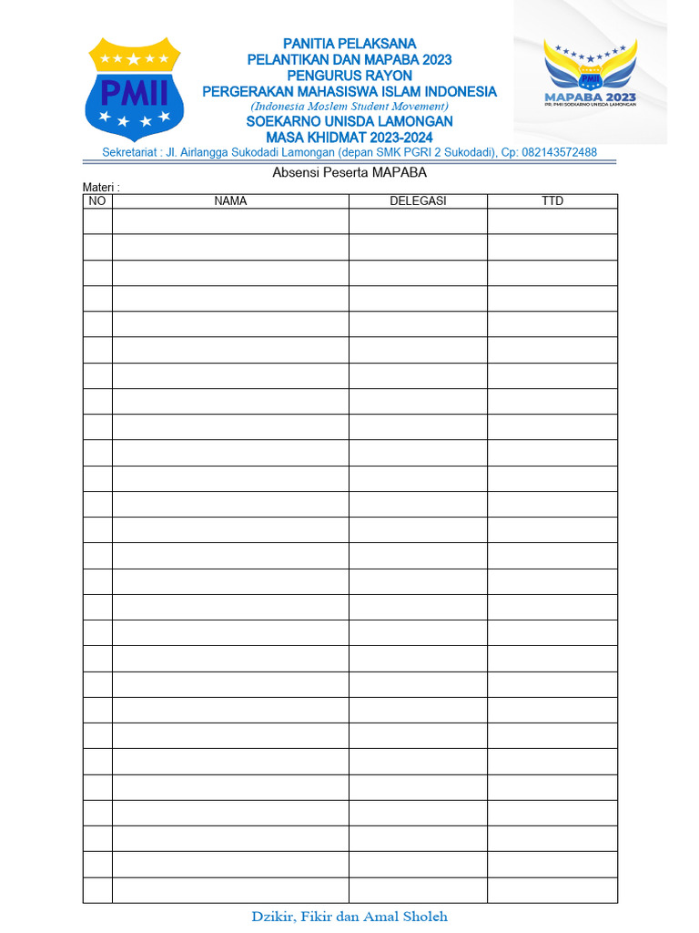 Absensi Mapaba 2023 | PDF