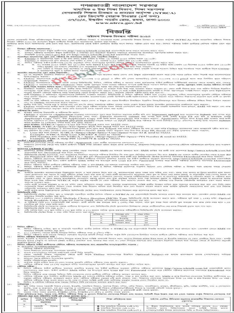 18th NTRCA Circular | PDF
