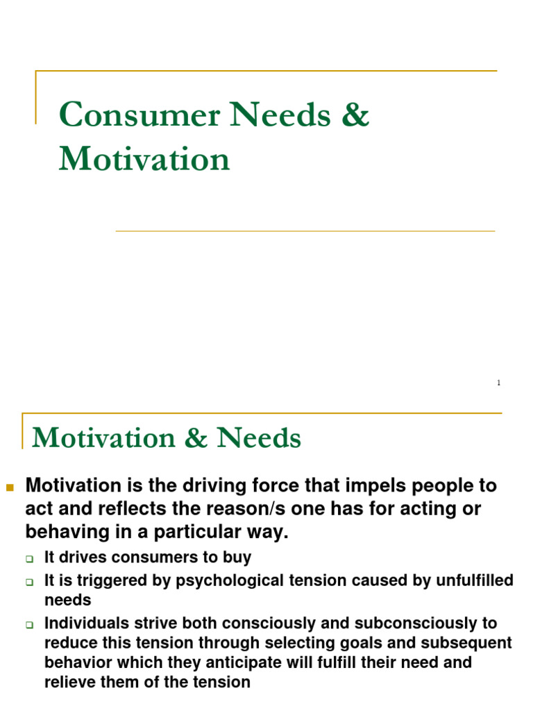 CB-Session 2 & 3 - Consumer Needs & Motivation | PDF | Motivational ...