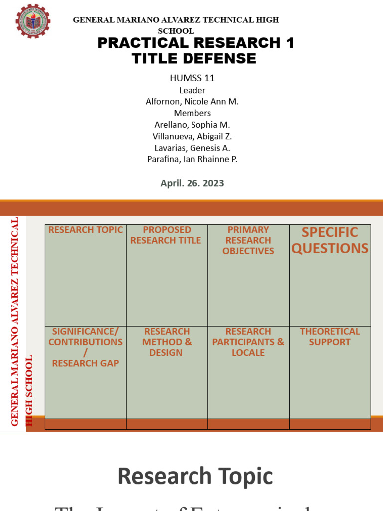 Title Defense Group 5 - Delfina Herbosa | PDF | Psychology ...
