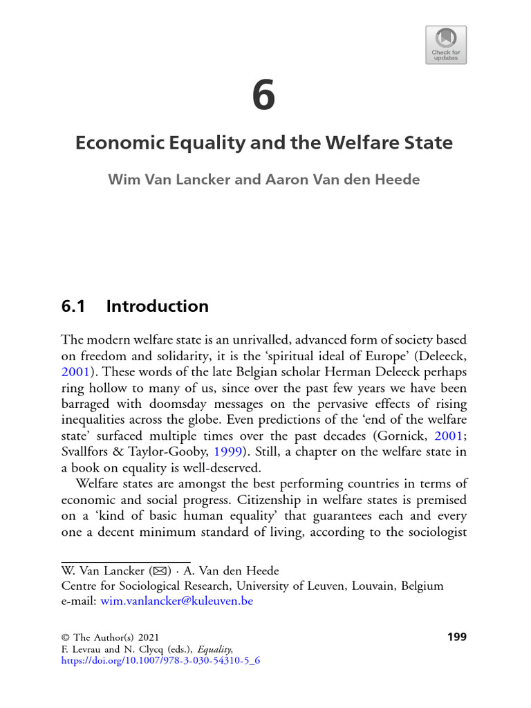 Economic Equality and Welfare State | PDF | Welfare | Welfare State