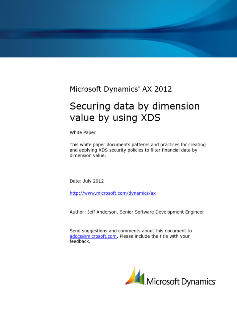 Securing Data by Dimension Value Using XDS - AX2012 | PDF | Table (Database) | System