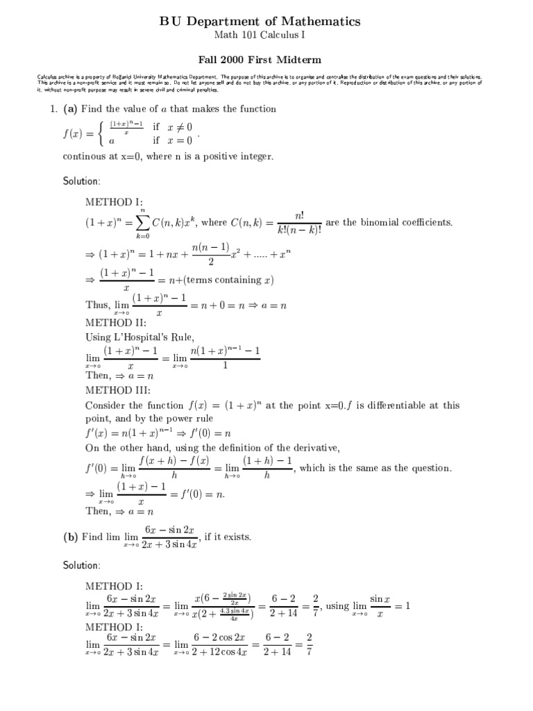 Midterm 1 | Download Free PDF | Mathematics | Mathematical Analysis