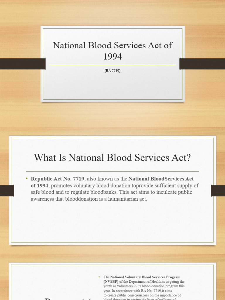 National Blood Services Act of 1994 | PDF | Blood Donation | Blood ...