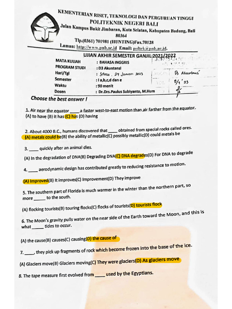 Soal UAS English Terapan | PDF