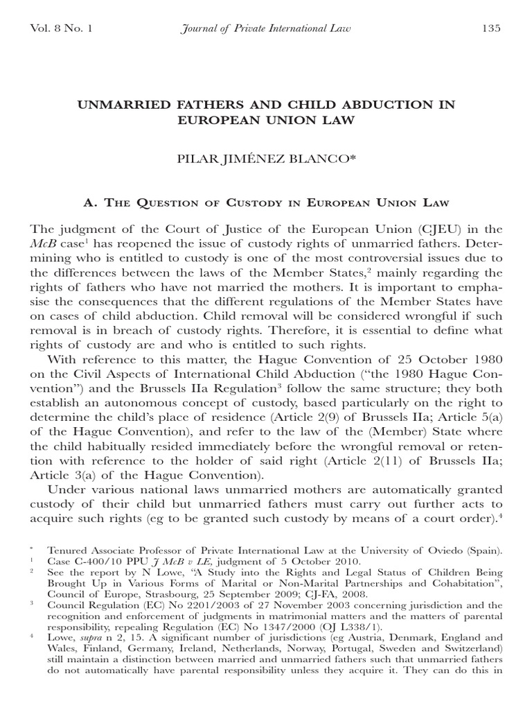 Unmarried Fathers and Child Abduction | PDF | European Convention On ...