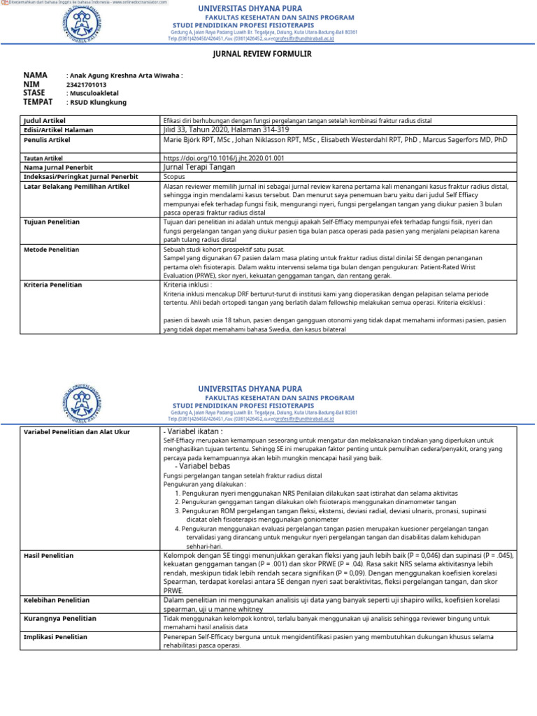 Review Jurnal - Kreshna Arta - En.id | PDF