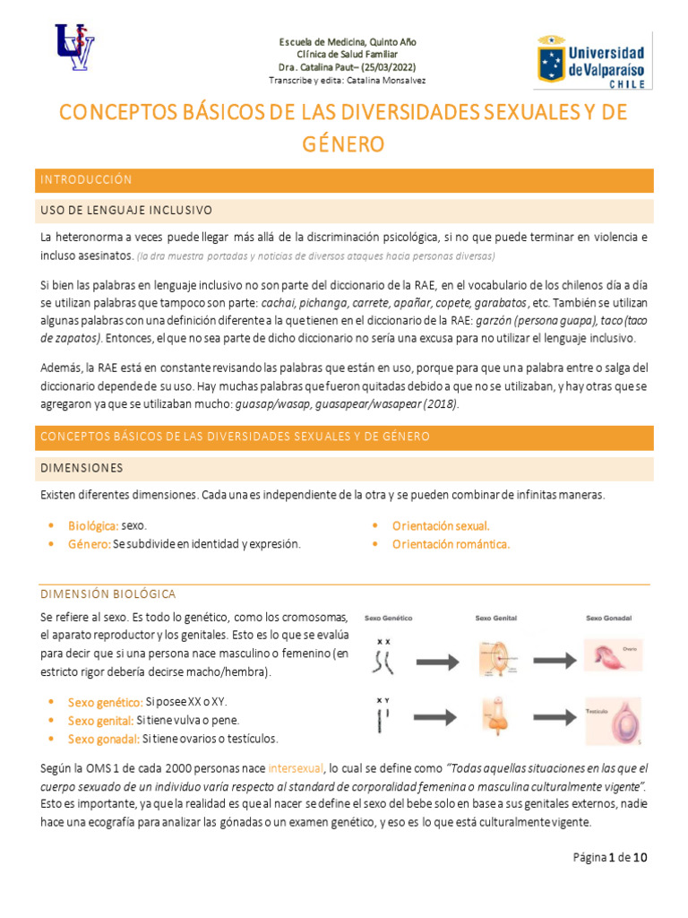 Conceptos Básicos de Las Diversidades Sexuales y El Género + Anamnesis | PDF | Transgénero ...