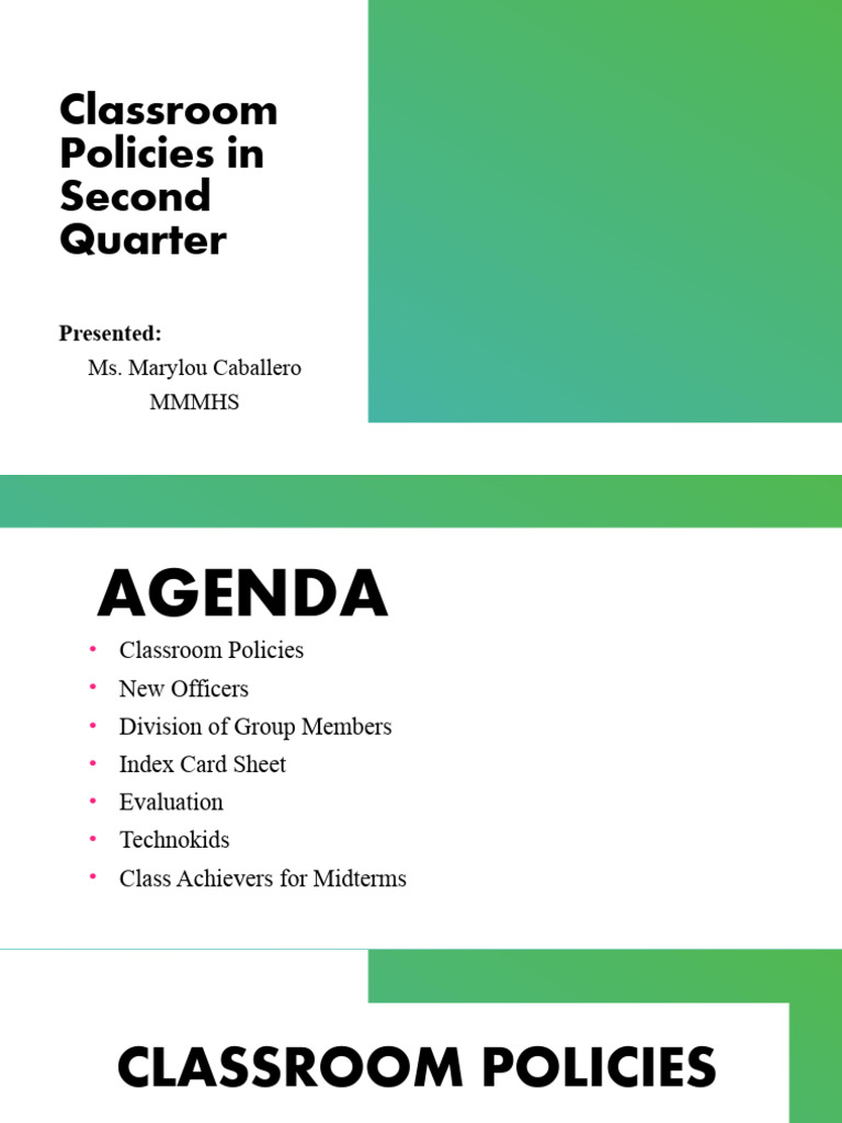 Classroom Policies in Second Quarter | PDF | Home | Educational Environment