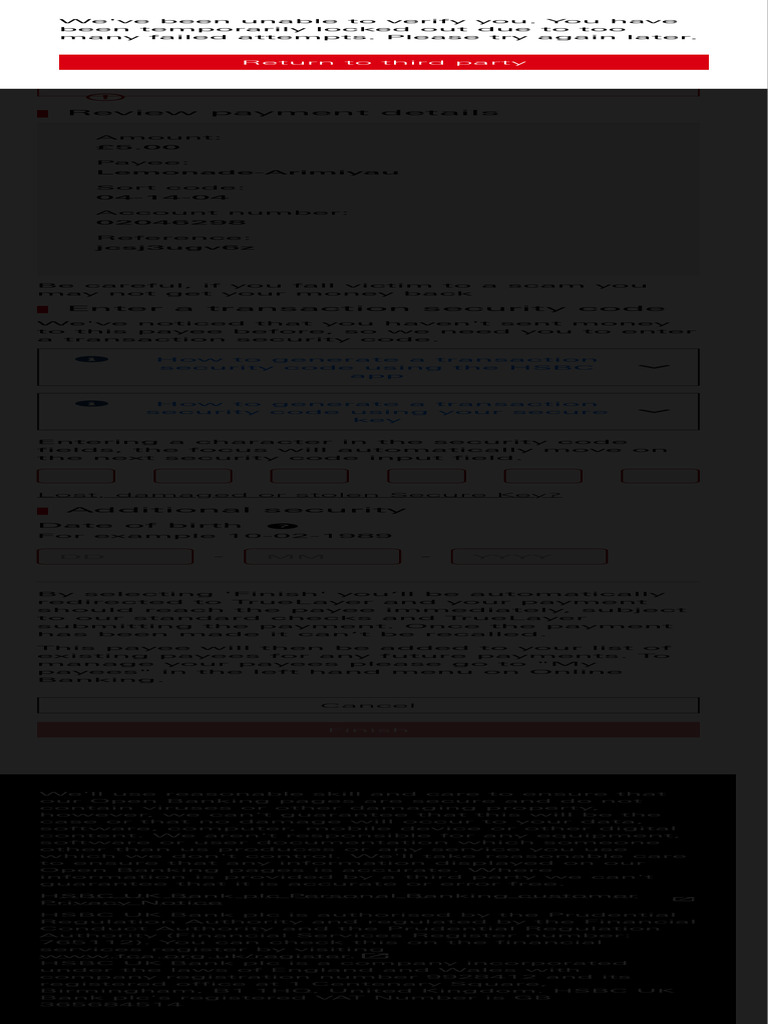 Your Details HSBC UK Open Banking Making A Payment With A Third Party ...