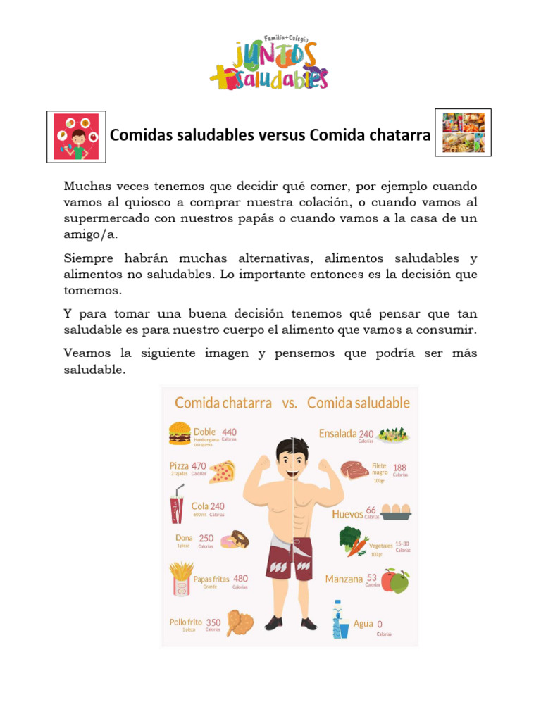 Comida Saludable vs Chatarra | PDF