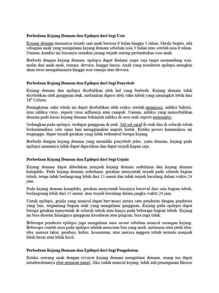 Perbedaan Kejang Demam Dan Epilepsi | PDF | Kesehatan Holistik