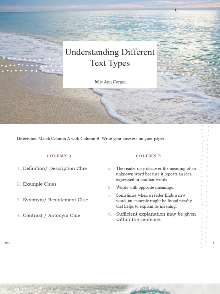 Understanding Different Text Types | PDF | Narrative | Poetry