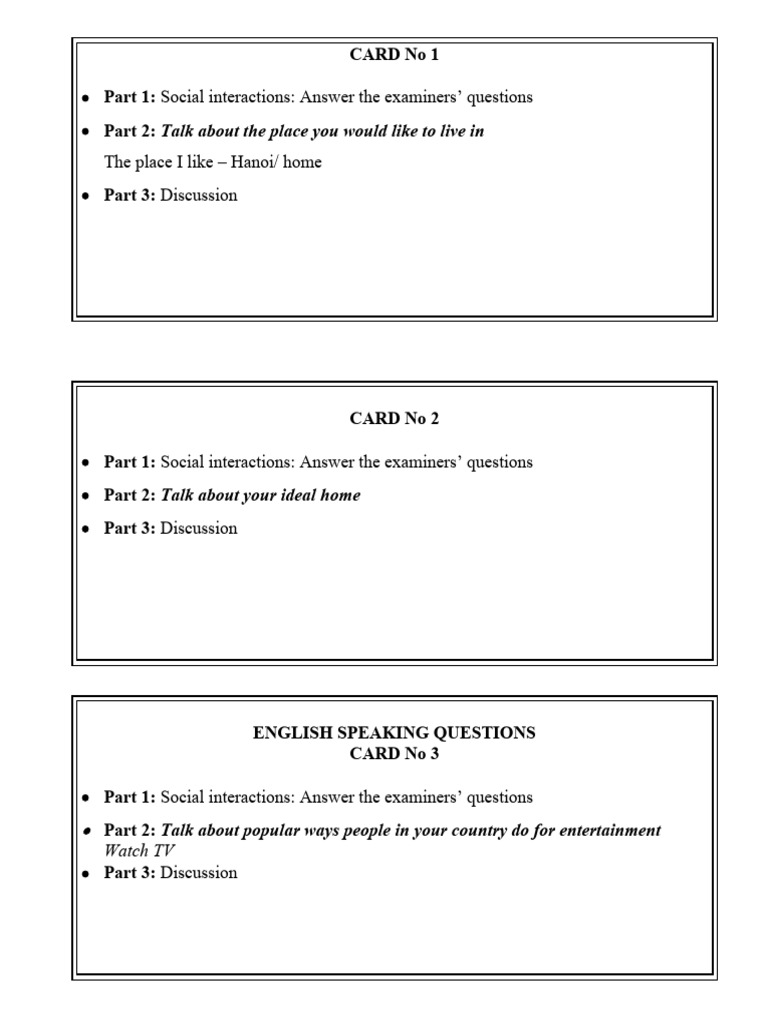 English Speaking Test Questions Guide | PDF | News | Human Communication
