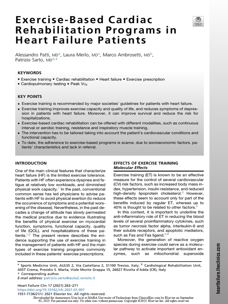 Exercise-Based Cardiac Rehabilitation Programs in Heart Failure ...