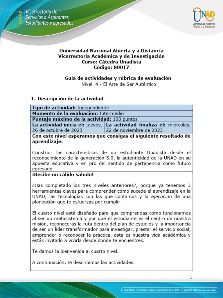 Guía de Actividades y Rúbrica de Evaluación - Unidad 3 - Nivel 4 - El ...